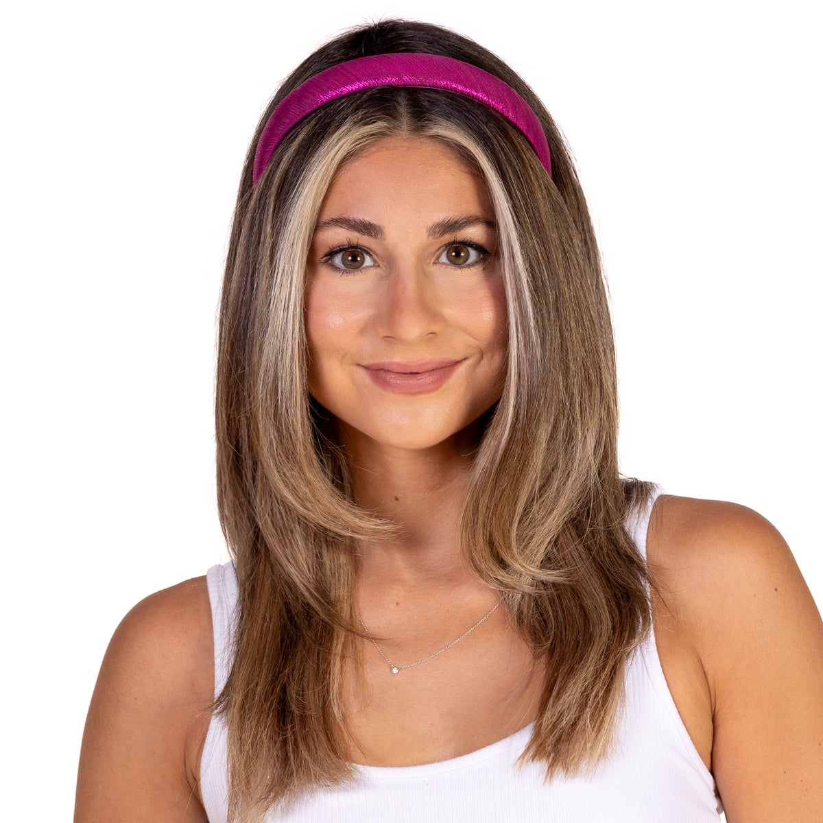 Bellefixe 1" Padded Headband (Metallic Fuchsia Pink)